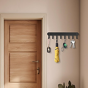 Suzurana 2 Pack Wall Mount Key Holder, Key Hanger Wall Mount with 8 Hooks, Adhesive Key Holder for Wall, Decorative Black Key Holder for Wall No Drill for Living Room, Kitchen, Bathroom