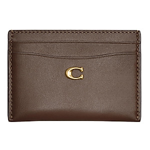 Coach Refined Calf Leather Essential Card Case, Dark Stone