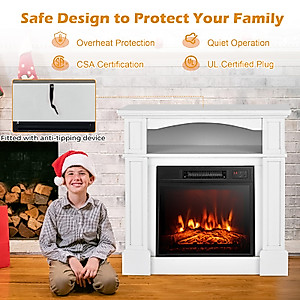 ORALNER 32” Electric Fireplace with Mantel, Package Wooden Firebox Surround Freestanding Fireplace Insert Heater w/ 3 Flame Effects, Remote & 6H Timer, Overheat Protection, 1400W (White)