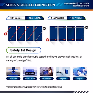 ExpertPower 12V 100Ah PRO Lithium LiFePO4 Deep Cycle Rechargeable Battery | Bluetooth & Self Heating | 7000 Life Cycles & 10-Year Lifetime | Perfect for RV, Solar, Marine, Overland, Off-Grid