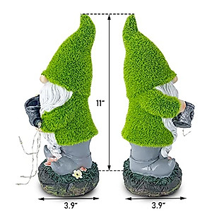 Flocked Large Garden Gnome Outdoor Statues Decor Holding Shower Sign with Solar Lights, Resin Garden Sculpture & Statues, Garden Decorations for Patio, Yard, Lawn Ornaments, Gnome Gifts