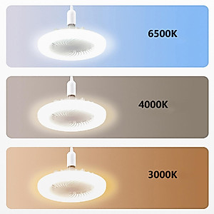 FRJINIE Enclosed Ceiling Fans with Lights and Remote, 10 Inch Mini Bladeless Ceiling Fan with Light, Family Summer Gift, for Kitchen/Bathroom/Garage/Pantry/Tool Room/Laundry Room (White)