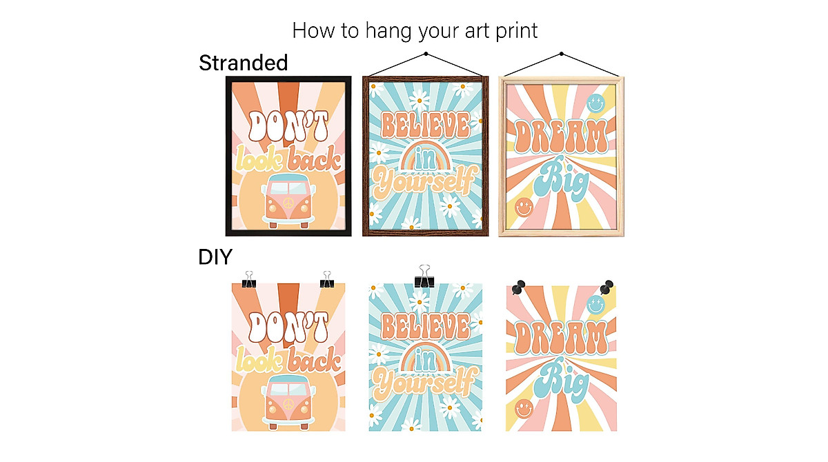 ZOIIWA Retro Groovy Classroom Posters Set - Inspirational Wall Art