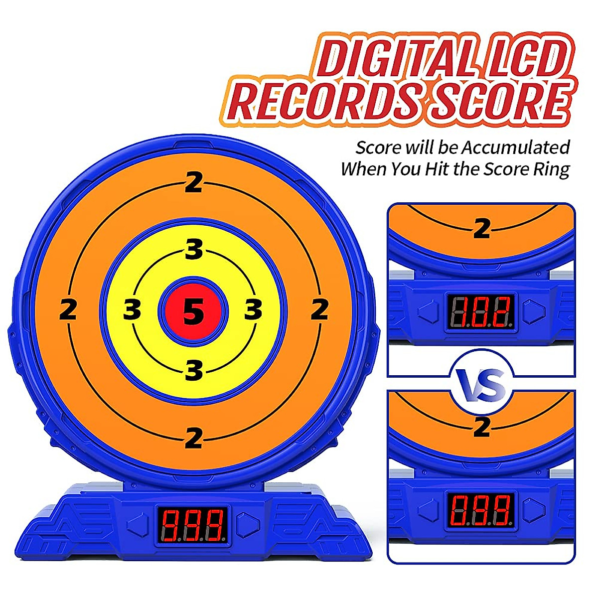 Shooting Game Toy for Age 5, 6, 7, 8, 9, 10+ Years Old Kids, Boys - Digital Shooting Targets with Foam Dart Toy Gun - Electronic Scoring Board Games for Kid - Ideal Gift - Compatible with Toy Gun