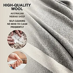 70% Wool Blanket Throw, Warm, Thick, Soft, Washable, 55" x 70", Great for Camping, Outdoors, Travel, Couch, Bedding with Exquisite Box for Gift