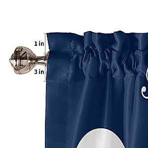 2 Panels Kitchen Curtain 72 Inch Long, Christmas Kitchen Window Curtains Rod Pocket Cafe Curtains Drapes Window Treatment for Bedroom Bathroom Cold Winter Snowflakes Blue Backdrop