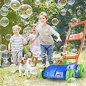 TEMI Bubble Lawn Mower for Toddlers 3 4 5 6 7 8, Push Toys for Kids, Bubble Machine, Summer Outdoor Backyard Gardening Toys, Outside Toys for Toddlers, Christmas, Easter Birthday Gifts