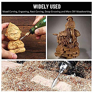 Wood Carving Tools, 5 PCS HSS Engraving Drill Bit Set Wood Crafts Grinding Woodworking Tool 1/8” Shank Universal Fitment for Rotary Tools