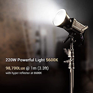 SmallRig RC 220D 220W LED Video Light 98700 LUX @3.3ft 5600K Continuous Output Light with CRI 95+, TLCI 96+, w/Bowens Mount, Manual and App Control Remotely Professional Studio Spotlight- 3472