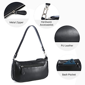 Loiral Small Purse for Women, Retro Classic Tote HandBag Mini Shoulder Bags Crocodile Pattern Clutch with Zipper Closure, Black