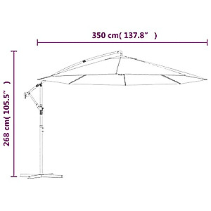 Annlera Patio-Umbrellas 137.8"X105.5" Brown,Fabric+Metal Pole,Round Large offset Umbrellas Garden Umbrella Backyard Umbrella Outdoor Umbrellas,Uv Protective,with 8 Steel Ribs
