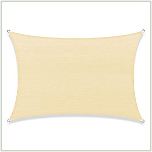 Colourtree 10' x 16' Beige Sun Shade Sail Rectangle Canopy Fabric Cloth Screen, Water Permeable & UV Resistant, Heavy Duty, Carport Patio Outdoor - (We Customize Size)