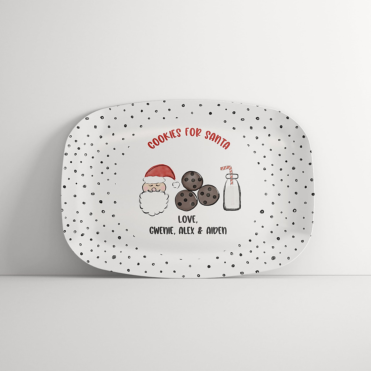 Christmas Personalized Cookies for Santa Plate and Milk Mug Set- Custom Festive Holiday Keepsake - Milk and Cookies