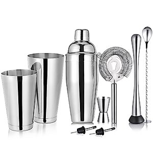 Etens Cocktail Shaker Set, Bundle Boston Bar Shakers and 24 oz Martini Shaker Stainless Steel - Weighted Shaking Metal Tins Drink Mixer Bartender Kit Bartending Tools