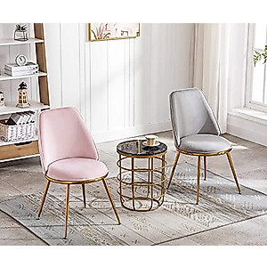 Artechworks Velvet Modern Upholstered Dinning Chair with Golden Metal Base Legs Accent Leisure Lounge Mid-Century Chair for Living Dining Room Bedroom, Grey