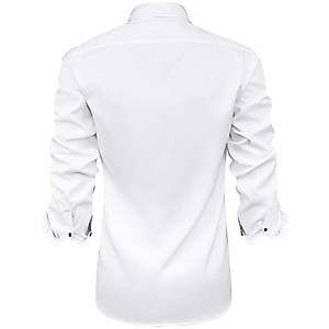 J.VER Men's Casual Long Sleeve Stretch Dress Shirt Wrinkle-Free Regular Fit Button Down Shirts White Black
