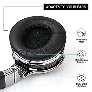 Qisebin Active Noise Cancelling Headphones, E7 Bluetooth Headphones with Microphone Deep Bass Wireless Headphones Over Ear, Comfortable Protein Earpads, 30 Hours Playtime for Travel/Work, Black