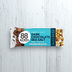 88 Acres Granola Bars | Dark Chocolate Sea Salt | Gluten Free, Nut-Free Oat and Seed Snack Bar | Vegan & Non GMO | 12 Pack