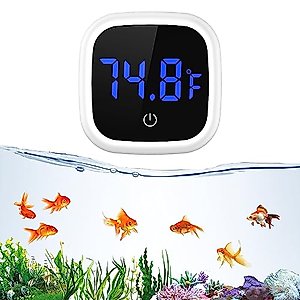 LOFICOPER Digital Aquarium Thermometer, Stick-on Fish Tank Thermometer, Wireless Tank Temperature Sensor with LED Touch Screen, Battery, ℉, for Fresh Water, Tap Water, Marine Water