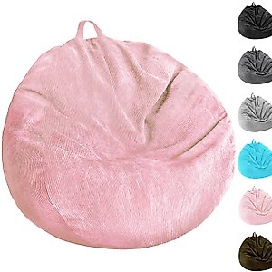 Kisoy Bean Bag Chair Cover (No Filler) Stuffed Animal Storage Bean Bag Cover Pets Dogs/Cats Lazy Beds. Washable Ultra Soft Corduroy Stuffed for Organizing Plush Toys or Textile, Sack Bean Bag