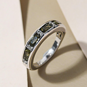 Shop LC Moldavite Zircon Eternity Ring 925 Sterling Silver Wedding Band for Women Jewelry Bridesmaid Gifts for Women Size 8 Ct 0.8 Birthday Gifts