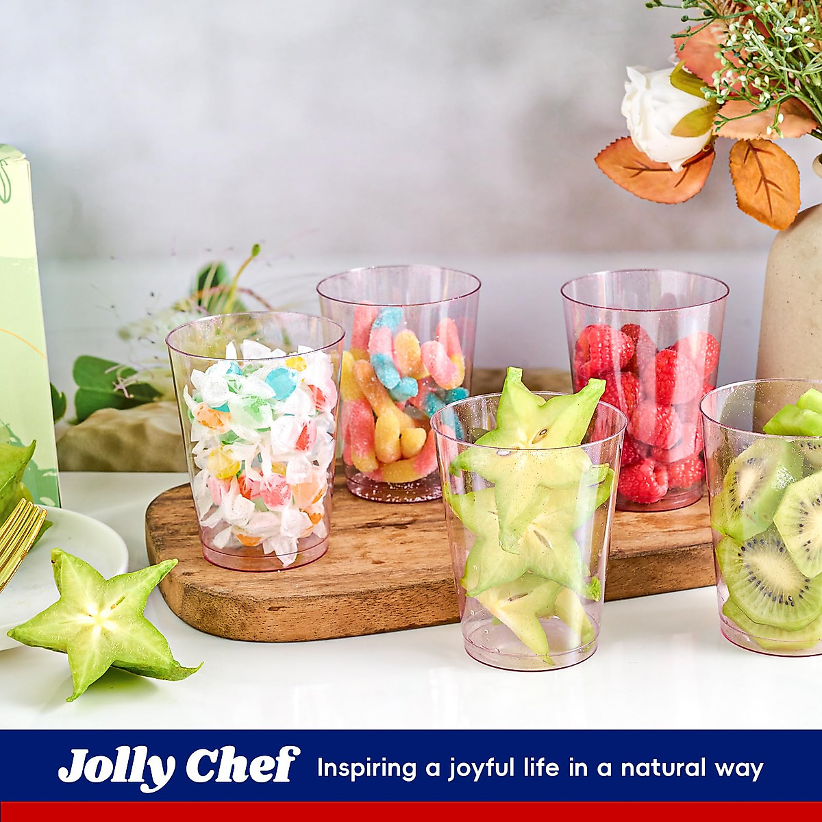 JOLLY CHEF 10 oz Purple Plastic Cups, 100 Pack Party Glasses Tumblers, Heavy Duty Purple Glitter Disposable Cups for Wedding, Thanksgiving, Christmas, Halloween