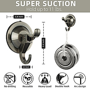 Suction Cup Hooks,5 Pack Reusable Suction Cup Hangers with Ultra-Thin Adhesive Disc on Smooth/Uneven Surfaces,Removable Large Suction Cups For Bathroom,Glass,Door,Windows,Kitchen (Vintage Copper)