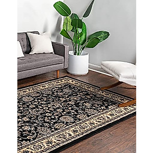 Rugs.com Yasmin Collection Rug – 9' x 12' Black Medium Rug Perfect for Living Rooms, Large Dining Rooms, Open Floorplans