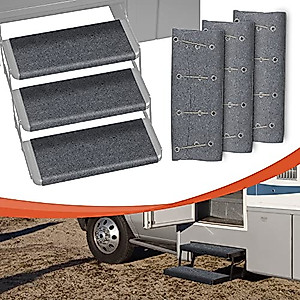 Brrxiur RV Step Covers 22" Wide Camper Step Covers for Radius Steps 3 Pack RV Step Rug with Snap Fasteners