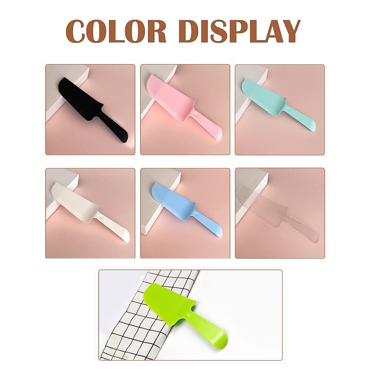 TorSor 20 Pack Disposable Cake Cutter Slicer Plastic Serrated Cutting Knife Server Spatula Knives Serving Utensils for Pie Pizza Pastry Dessert Bakery Bread Kitchen Wedding Birthday Party
