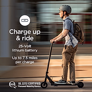 Schwinn Tone 3 Mens and Womens Electric Scooter, Fits Youth/Adult Riders Ages 13+, Max Rider Weight 175lbs, Max Speed of 15MPH, Lightweight, Folding, Locking Aluminum Frame, Black