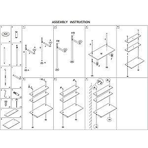 MAIKAILUN White and Gold Desk, 36" Ladder Desk, Wall Mount Computer Writing Table Pipe Shelf Shelving Mini Narrow Industrial Modern for Small Spaces(36x20x81)