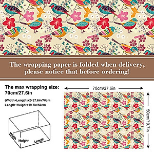 Generic AnyDesign 12 Sheets Vintage Floral Wrapping Paper - Not Roll - Retro Bird Flower Gift Wrap Paper Bulk Folded Flat 4 Designs DIY Craft Art Paper for Wedding Birthday Baby Shower Party Supplies