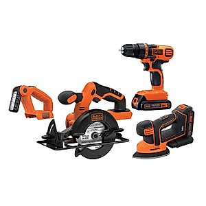 BLACK+DECKER 20V MAX* POWERCONNECT Cordless 4-Tool Combo Kit (​​BD4KITCDCMSL)