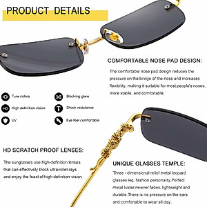 Dollger Rectangle Rimless Sunglasses for Women Men Leopard Arms 70s 80s Sun Glasses