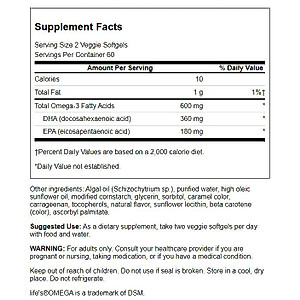 Swanson Plant Based Omega-3 300 Milligrams 120 Veg Sgels Fish Oil