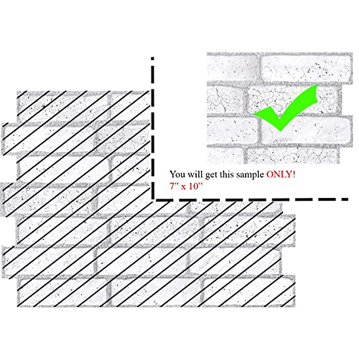 Sample for Display Purpose only. Retro-Art 3D Wall Panels, Old Brick in White, PVC, 7"x10", 571OG (Sample)