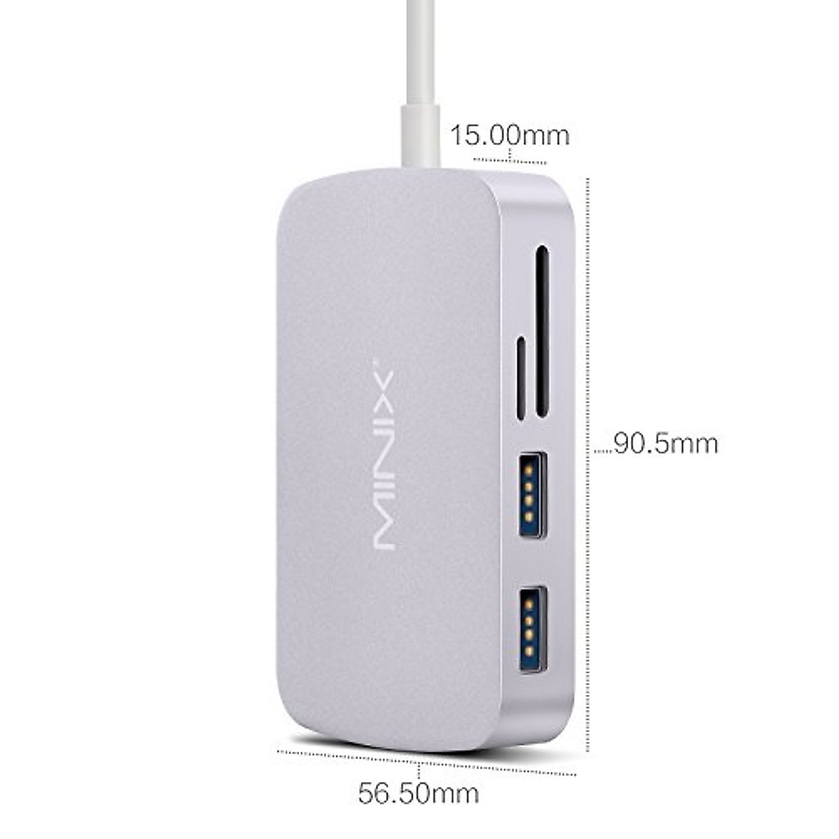 MINIX 7 in 1 USB-C Multiport Adapter with GLAN,4K @ 60Hz,2X USB 3.0, USB-C for Power Delivery, Micro SD and SD Card Readers, Compatible with macOS, iPadOS and Windows 10 OS. (Space Gray)
