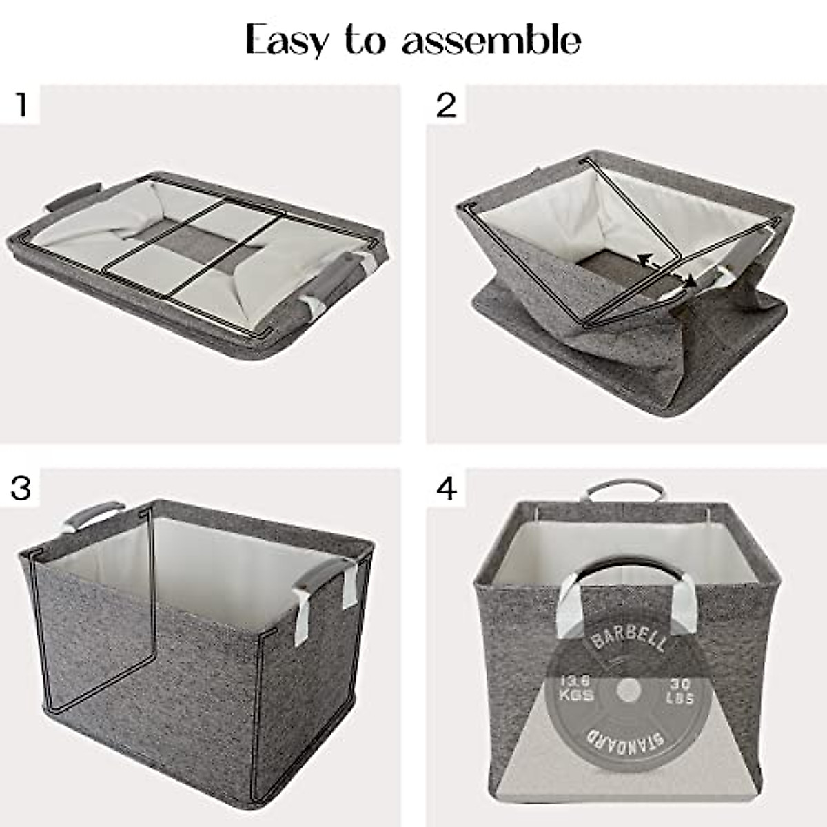 LoforHoney Home Bundle- Storage Bins with Cotton Rope Handles Dark Gray XLarge 2-Pack, Storage Baskets with Metal Frames Dark Gray XLarge 2-Pack