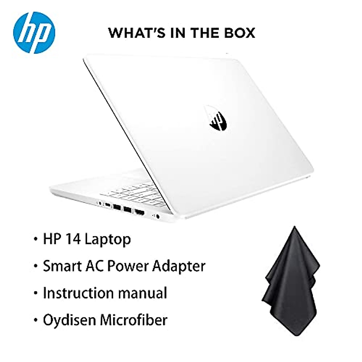 2021 Newest HP Premium 14-inch HD Laptop, Intel Dual-Core Processor Up to 2.8GHz, 8GB RAM, 64GB eMMC Storage, Webcam, Bluetooth, HDMI, Wi-Fi, White, Windows 10 with 1 Year Microsoft 365 (Renewed)