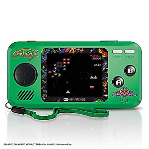 My Arcade Pocket Player Handheld Game Console: 3 Built In Games, Galaga, Galaxian, Xevious, Collectible, Full Color Display, Speaker, Volume Controls, Headphone Jack, Battery or Micro USB Powered