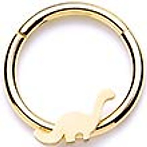 Body Candy 16G PVD Steel Hinged Segment Ring Seamless Cartilage Nipple Ring Brontosaurus Nose Hoop 3/8"