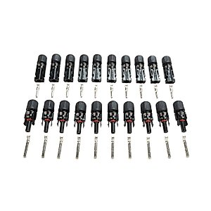 TEMCo Solar Panel Connector (30A 1-Male 1-Female Set) PV Cable Wire Qty:10