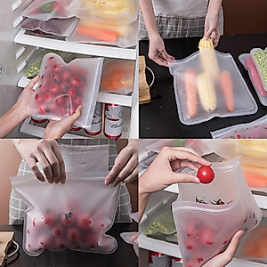 12 Pack Reusable Food Storage Bags Silicone Ziplock Bags Stasher Bag Leakproof Storage Bags for Marinate Food & Fruit Cereal Sandwich Meal Prep Travel Items Home Organization Storage