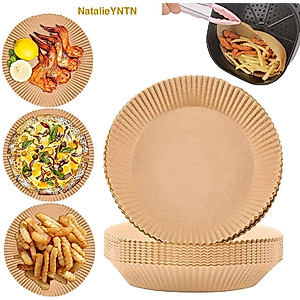 Airfryer parchment paper l Nordic unbleached Liners 9 inch [50pcs] Steamer sheets l non-stick basket mat for frying pans, crockpot, oven, baking, Steaming Made in Norway