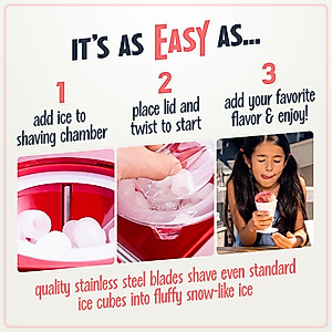 Nostalgia Retro Table-Top Snow Cone Maker, Makes 20 Icy Treats, Shaved Ice Machine Includes 2 Reusable Plastic Cups & Ice Scoop, Retro Red