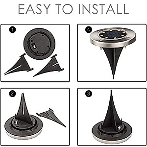 （8 Pack） Solar Ground Lights, 8LED Solar Powered Disk Lights Outdoor Waterproof Garden Light ，Landscape ，Lighting for， Yard Deck，Lawn，Patio Pathway，Walkway (White,Warm Colors，Color) (Multi-Colored)