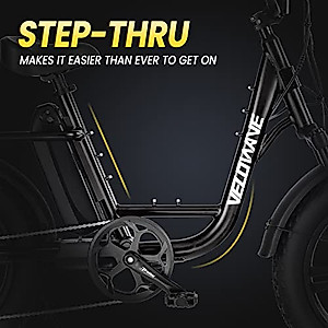 VELOWAVE Prado S Electric Bike for Adults 750W BAFANG Motor,48V 15Ah LG Battery E Bike, 20" x 4.0 Step-Thru Fat Tire Ebikes for Adults, 28MPH Electric Bicycle Shimano 7-Speed (Black)