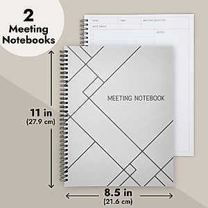 Juvale 2 Pack Meeting Notebooks for Work Organization, Office and Daily Notes, 80 Sheets, Spiral Bound Planner (8.5 x 11 In)