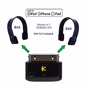 KOKKIA i10_Pro (Black) : Bluetooth Transmitter Splitter with aptX/Low-Latency aptX/FastStream/SBC codecs, Compatible with 30-pin iPod,iPhone,iPad. Compatible with AirPods. Compatible with Bose, etc.
